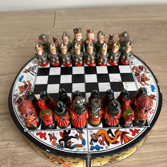 Toys | Vintage Chess Set Hand Painted Ceramic Aztec Mayan Vs Spanish ...